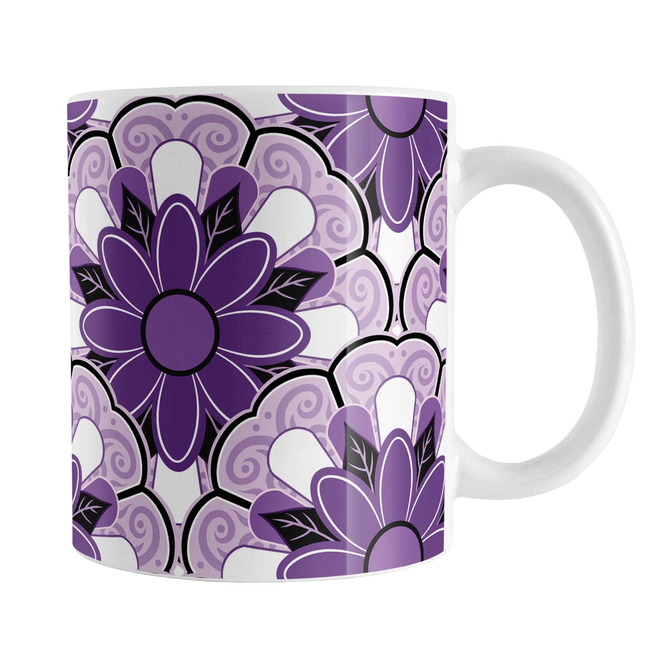 Purple Flower Tiles Pattern Mug | Floral Mug for Tea & Coffee – Amy's ...