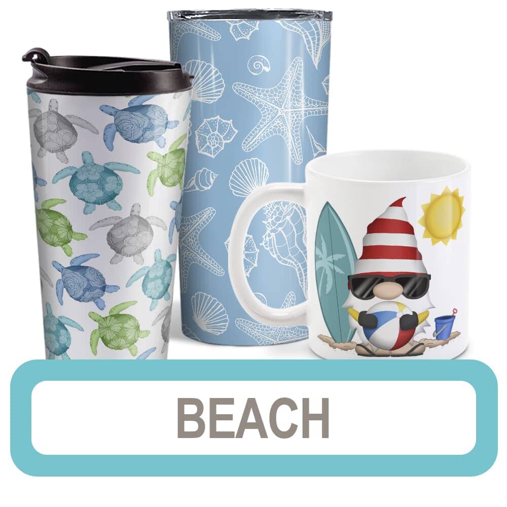 Beach Mugs, Travel Mugs, & Tumbler Cups | Coastal & Tropical Designs – Amy's Coffee Mugs
