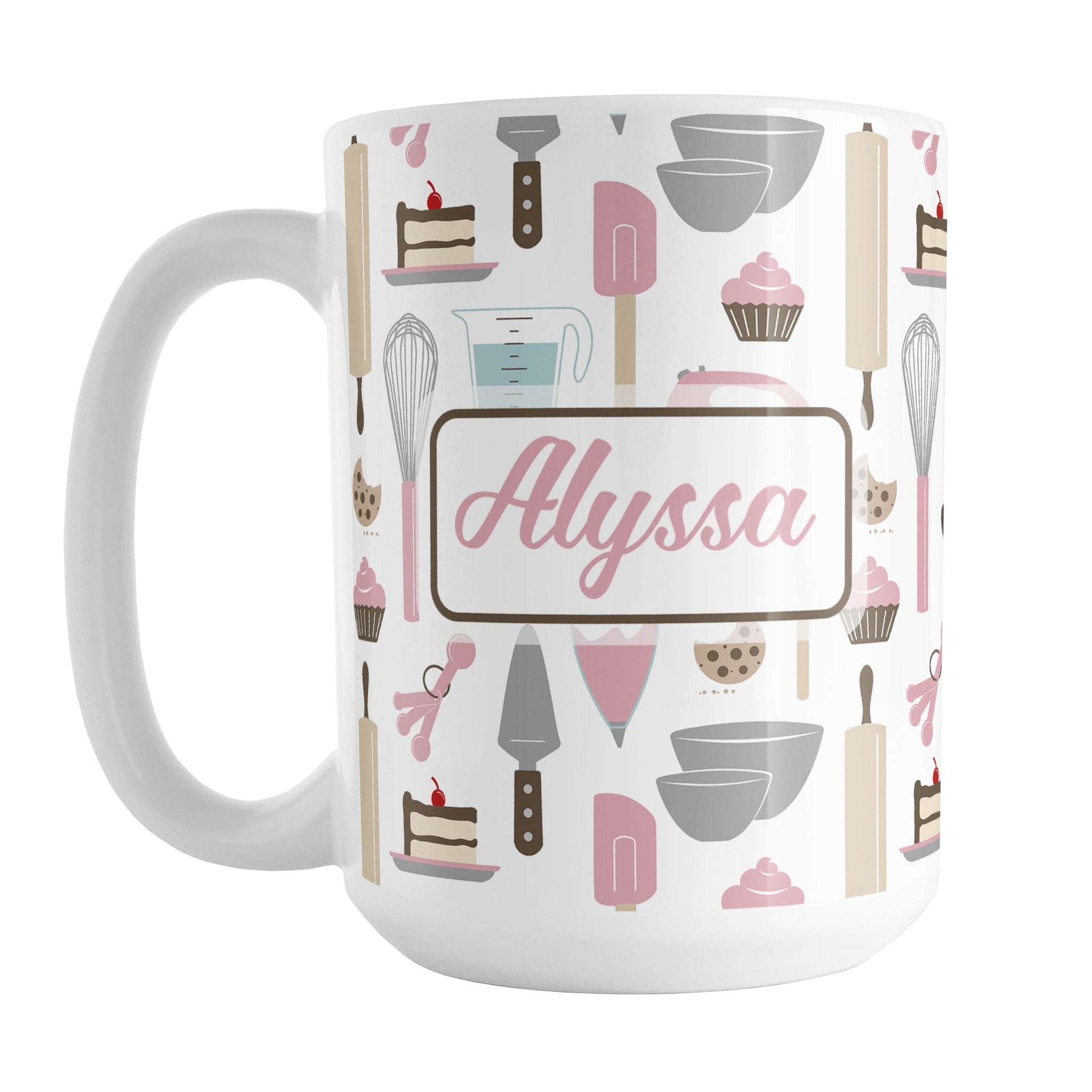 Personalized Pink Baking Pattern Mug | Custom Gift for Bakers – Amy's ...