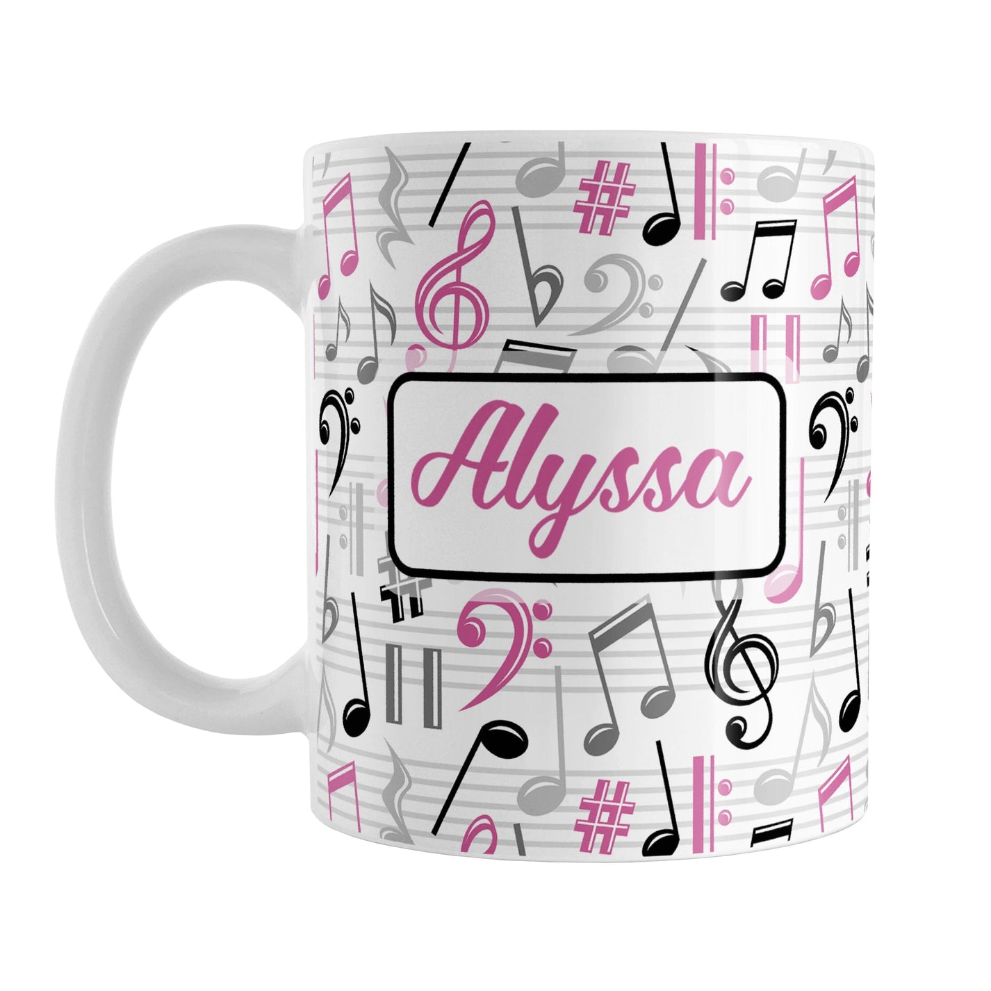 Personalized Pink Music Notes Mug | Gift for Music Lovers & Musicians ...