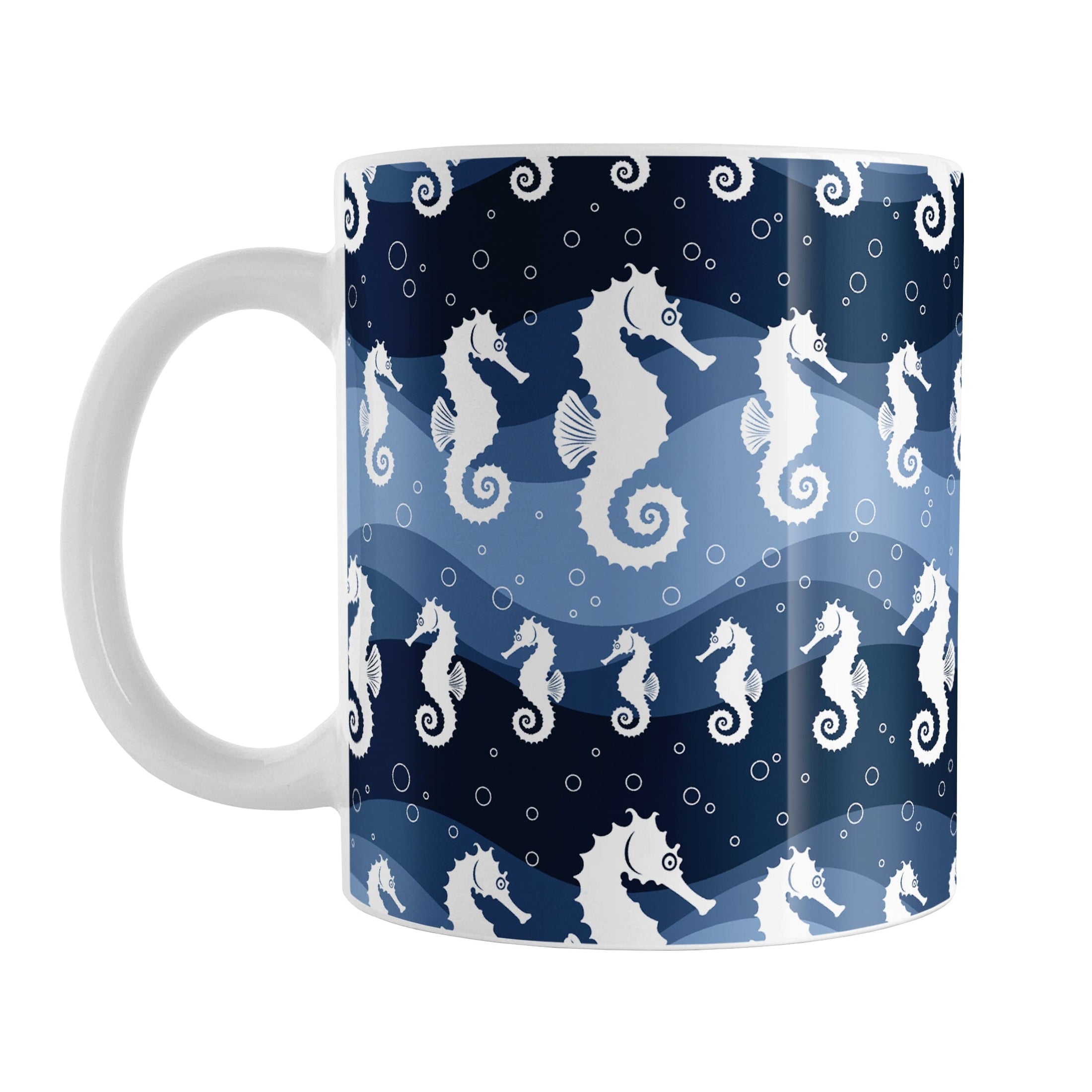 Wavy Blue Seahorse Mug | Ocean-Inspired Drinkware for Seahorse Lovers ...