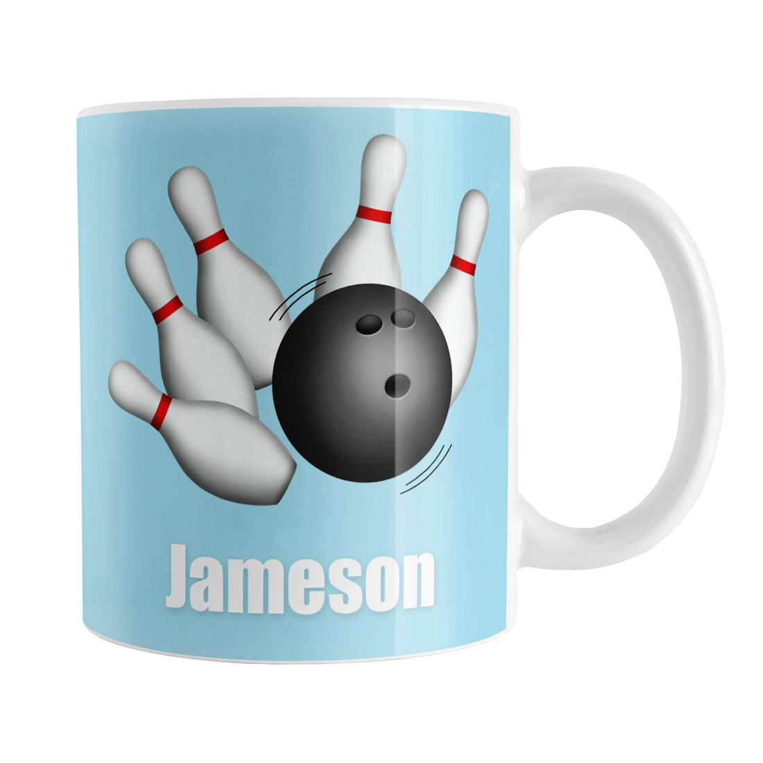 Personalized Bowling Ball and Pins Blue Mug | Custom Gift for Bowlers ...