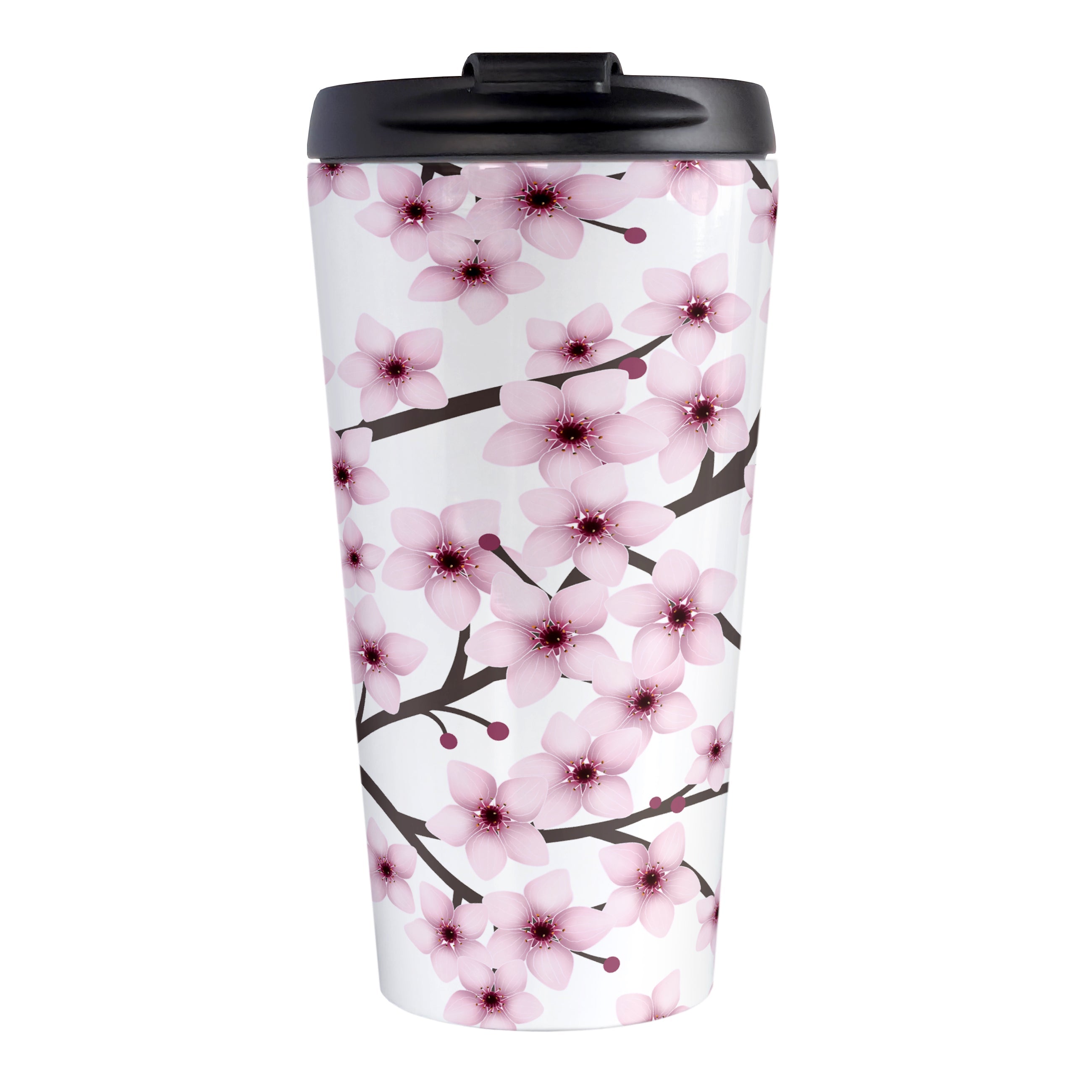 Cherry Blossom Travel Mug | Pink Floral Design | Spill-Resistant – Amy ...