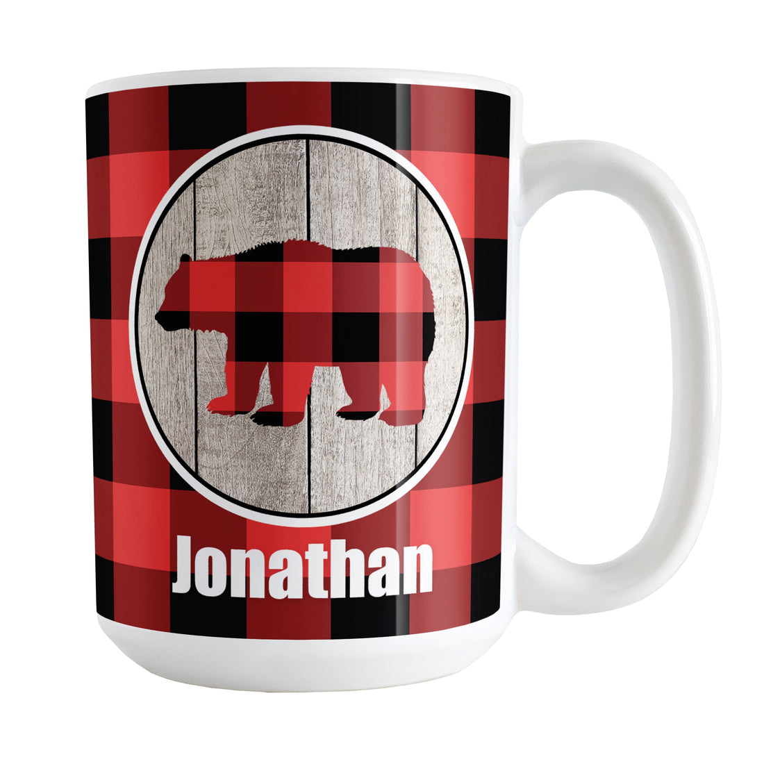 Personalized Rustic Red Buffalo Plaid Bear Mug – Amy's Coffee Mugs