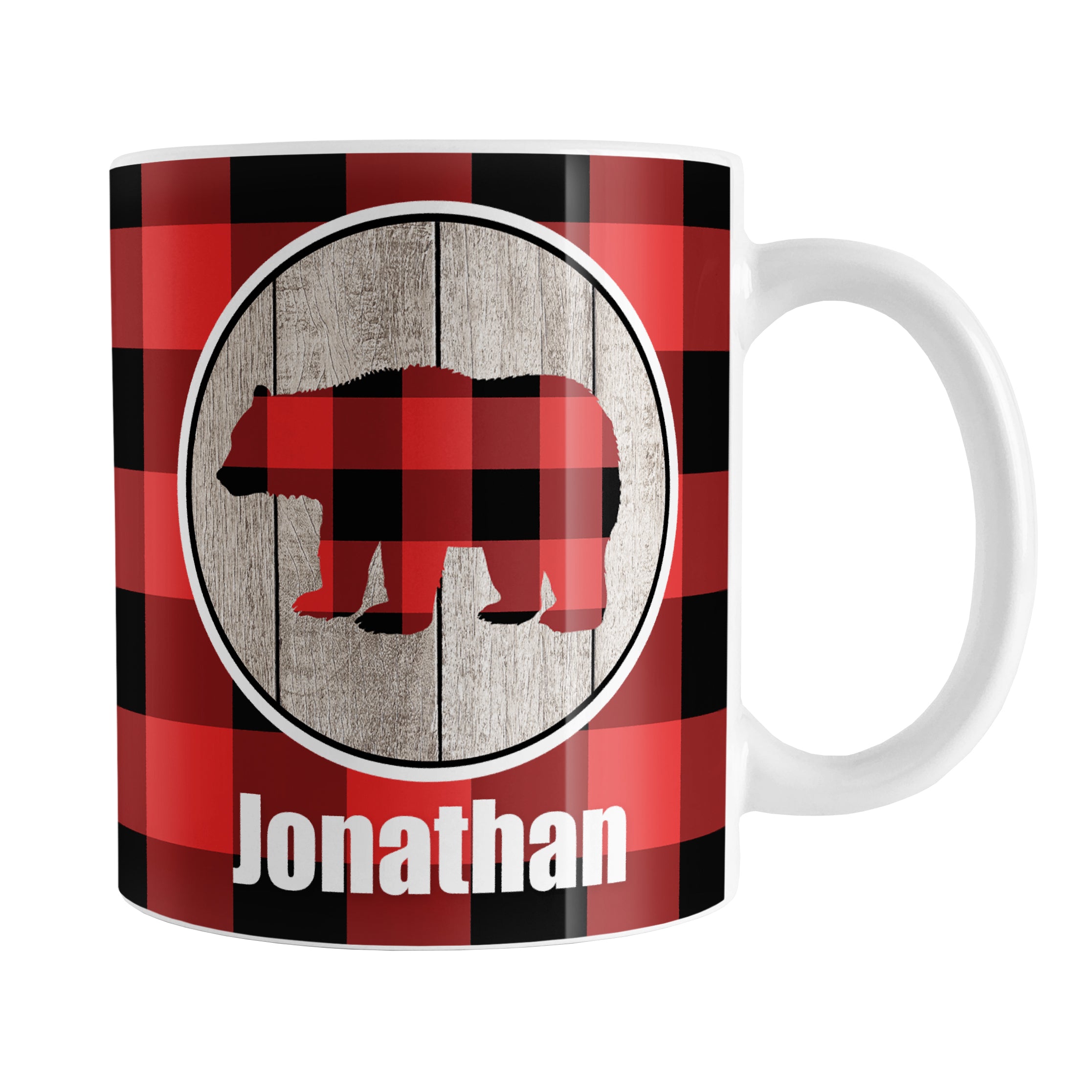 Personalized Rustic Red Buffalo Plaid Bear Mug – Amy's Coffee Mugs