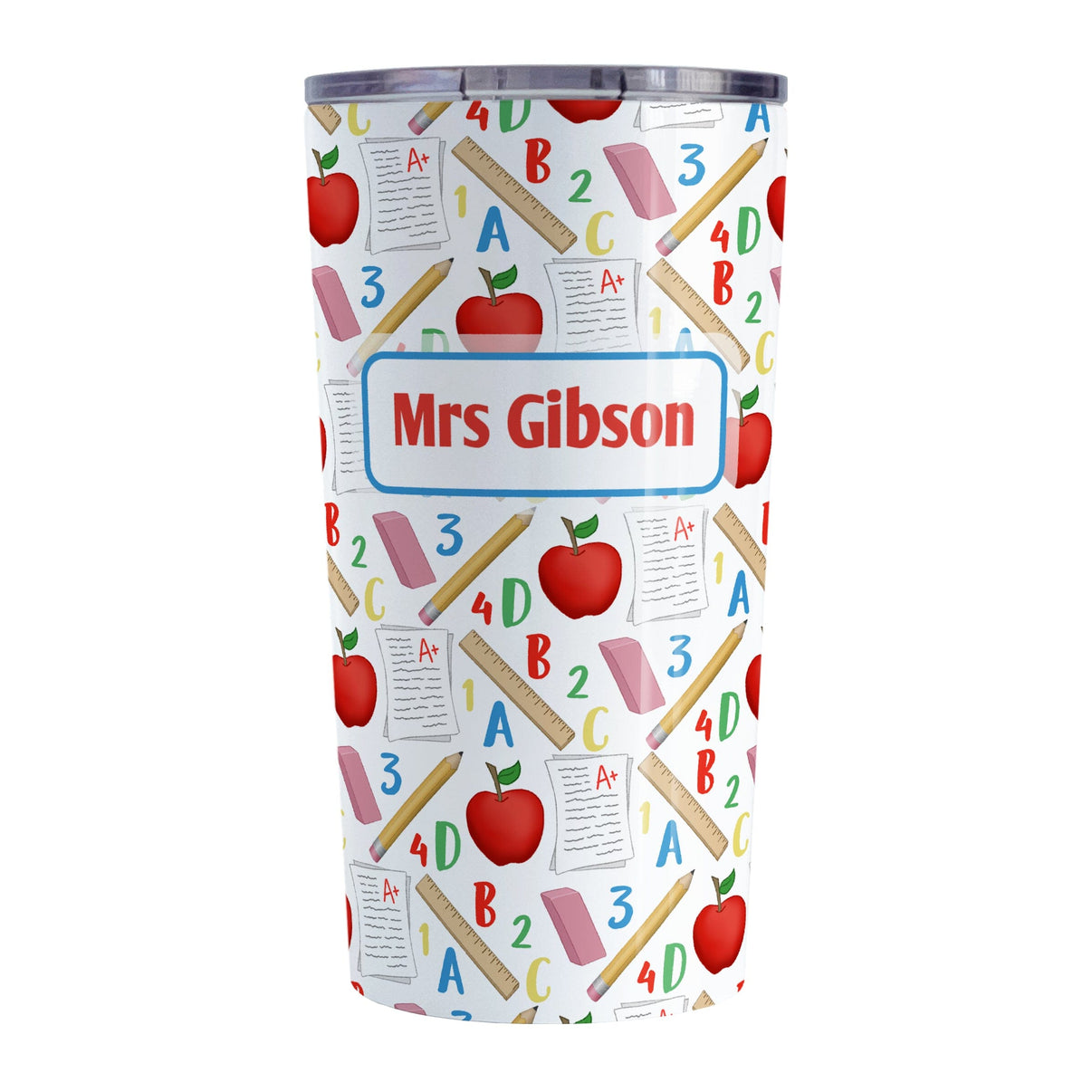 Personalized School Pattern Tumbler Cup | Teacher Gift, School Cup ...