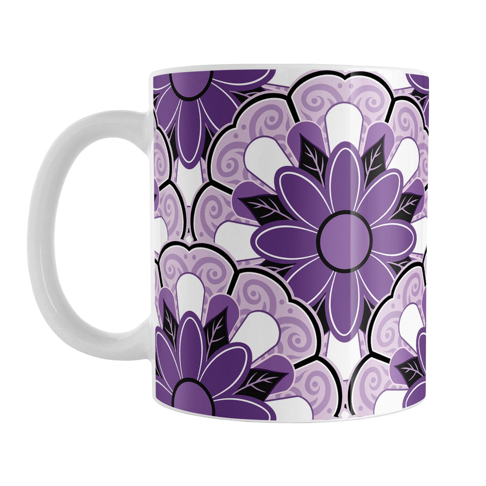 Purple Flower Tiles Pattern Mug | Floral Mug for Tea & Coffee – Amy's ...