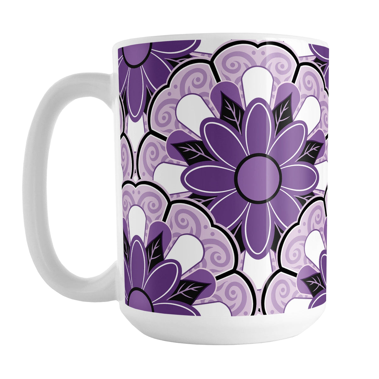 Purple Flower Tiles Pattern Mug | Floral Mug for Tea & Coffee – Amy's ...