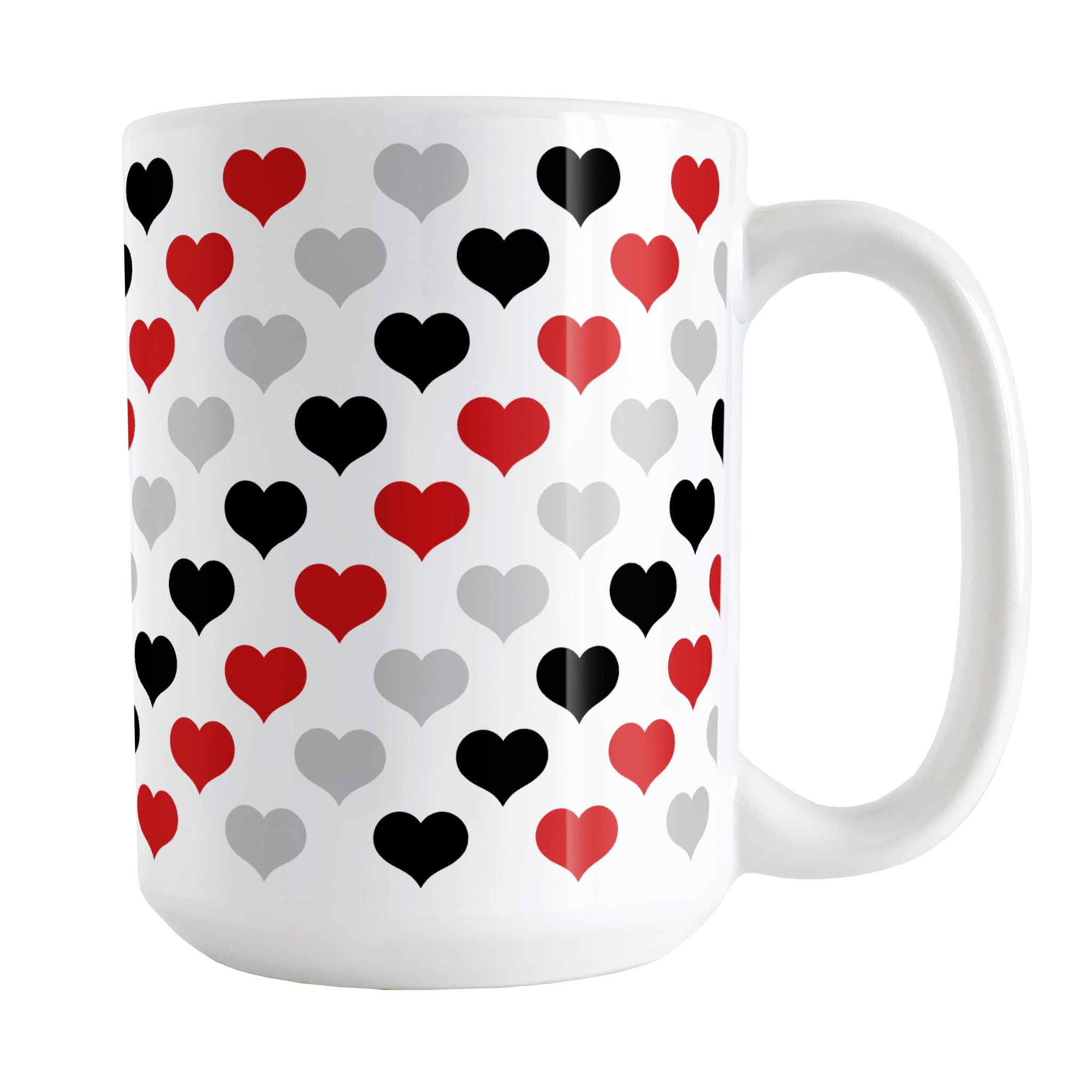 Red Black Gray Hearts Pattern Mug | Heart-Themed Gift & Drinkware – Amy ...
