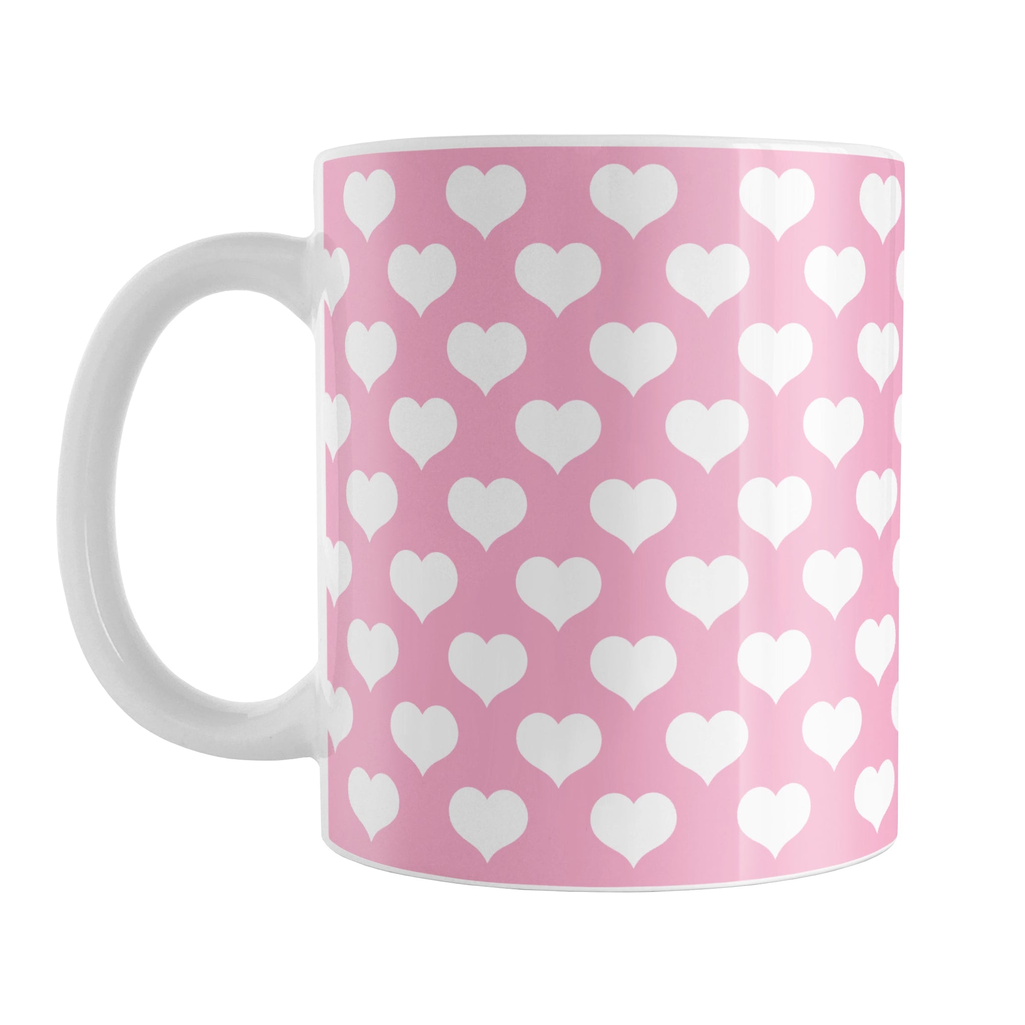 White Hearts Pattern Pink Mug | Ceramic Coffee Cup Gift for Her – Amy's ...
